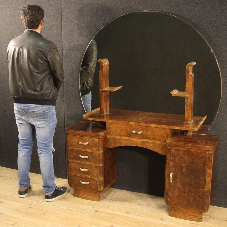 20th Century Walnut and Burl Wood Italian Dressing Table, 1950 For Sale ...