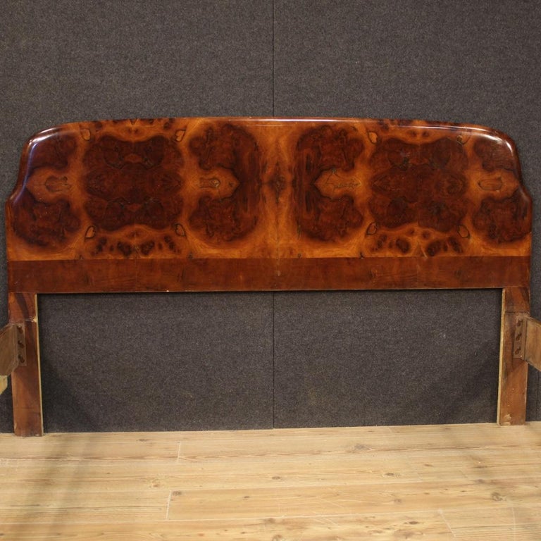 20th Century Walnut Burl and Ebonized Wood Italian Design Double Bed ...