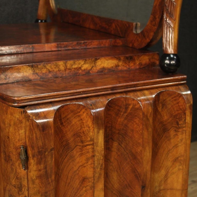 20th Century Walnut, Burl Walnut, Ebonized Wood Italian Sideboard with ...