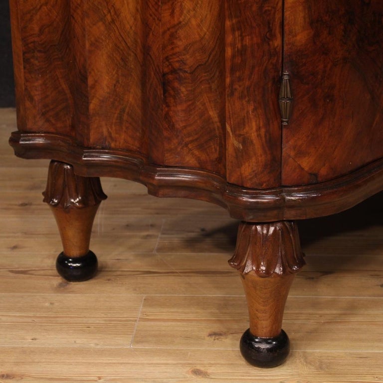 20th Century Walnut, Burl Walnut, Ebonized Wood Italian Sideboard with ...