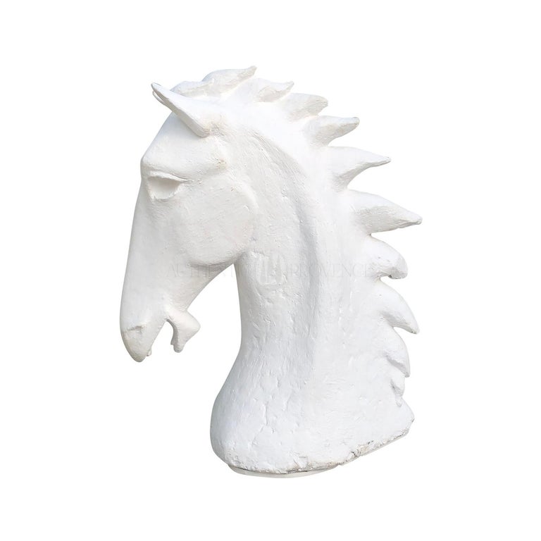 20th Century White French Art Deco Plaster Horse, Vintage Parisian ...