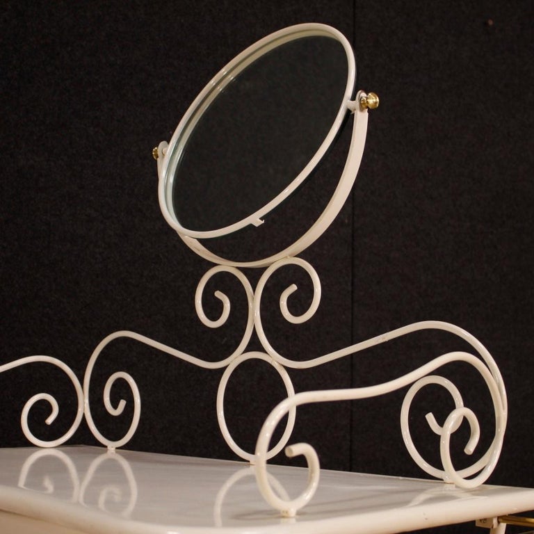 20th Century White Painted Iron Italian Dressing Table with Chair, 1960 ...