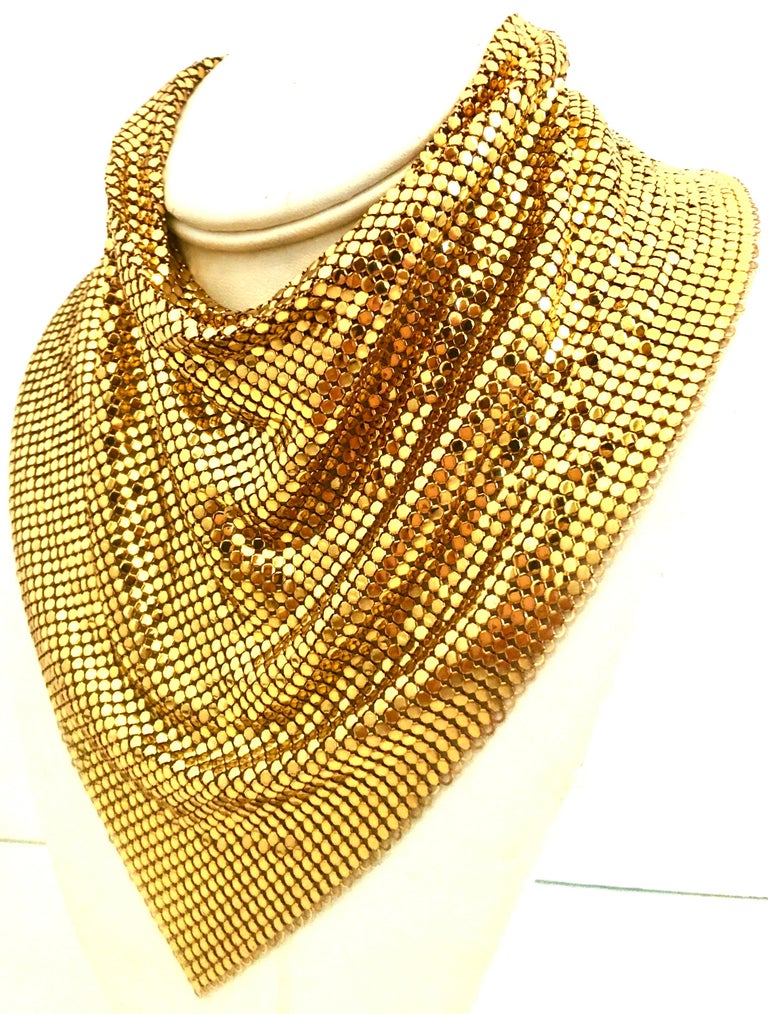 20th Century Whiting and Davis Gold Plate Metal Mesh Collar "Bib ...