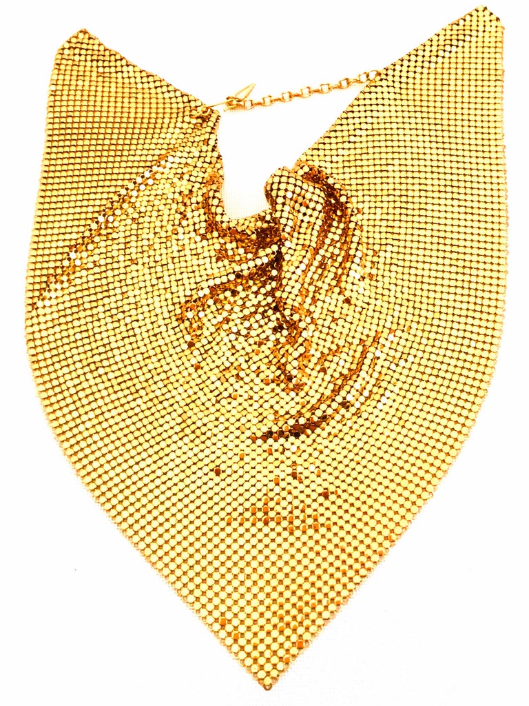 20th Century Whiting and Davis Gold Plate Metal Mesh Collar "Bib ...