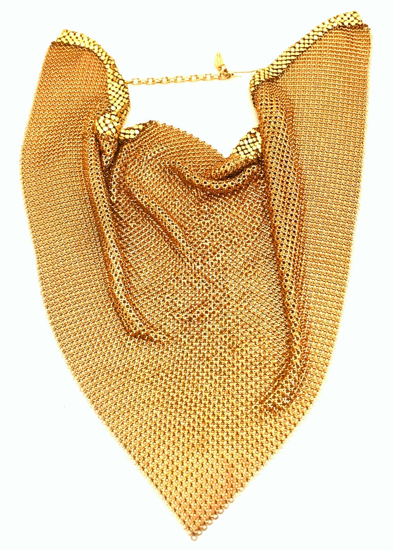20th Century Whiting and Davis Gold Plate Metal Mesh Collar "Bib ...