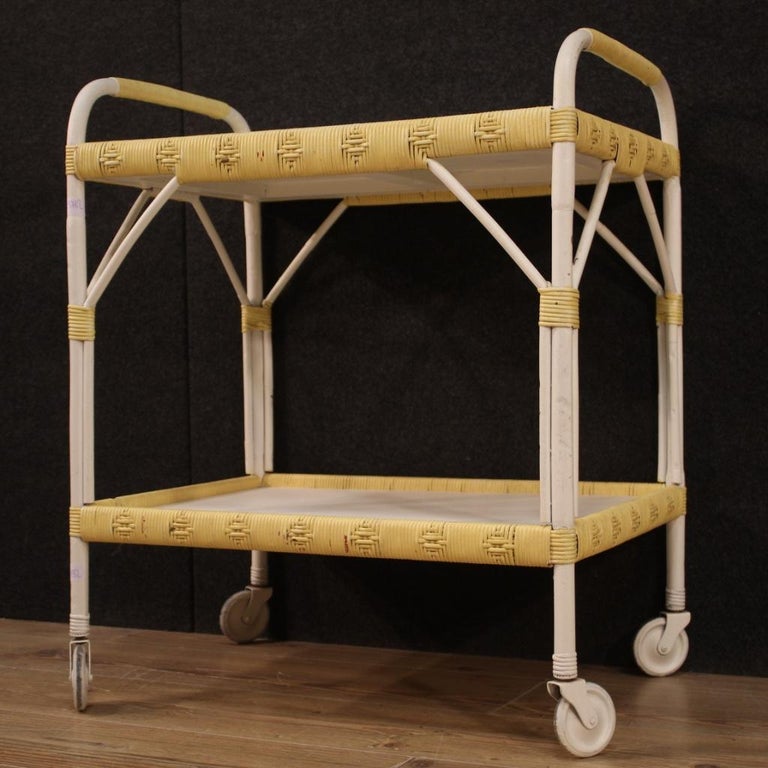 20th Century Wicker and Wood Italian Modern Service Cart, 1980 For Sale ...