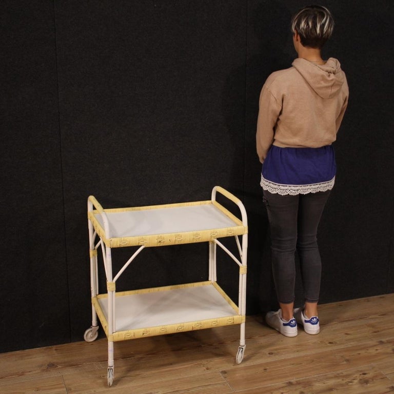 20th Century Wicker and Wood Italian Modern Service Cart, 1980 For Sale ...