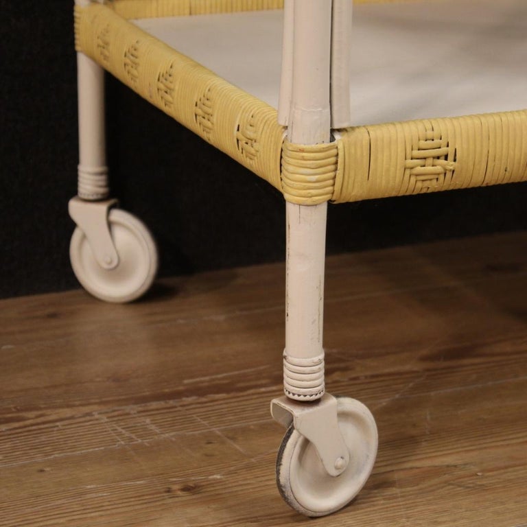 20th Century Wicker and Wood Italian Modern Service Cart, 1980 For Sale ...