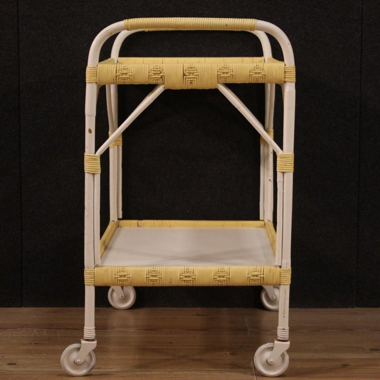 20th Century Wicker and Wood Italian Modern Service Cart, 1980 For Sale ...