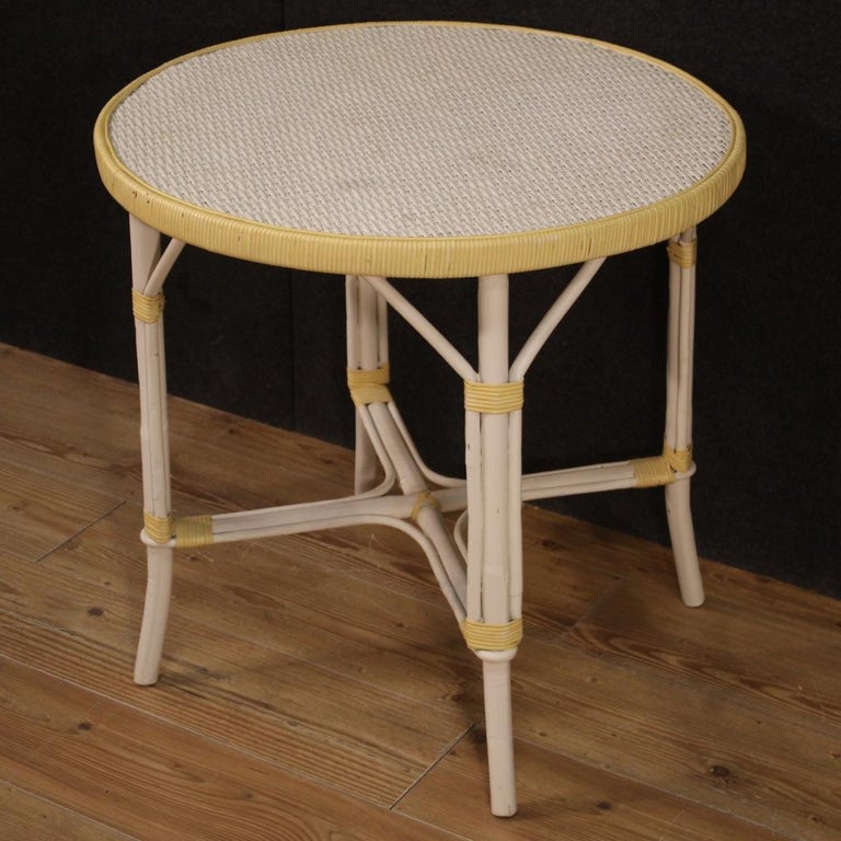 20th Century Wicker Italian Round Coffee Table, 1980 For Sale at 1stDibs