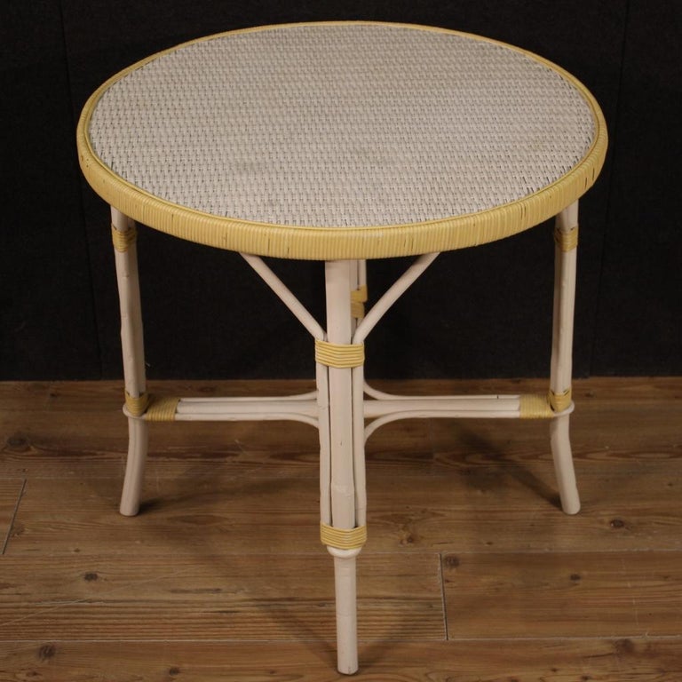 20th Century Wicker Italian Round Coffee Table, 1980 For Sale at 1stDibs
