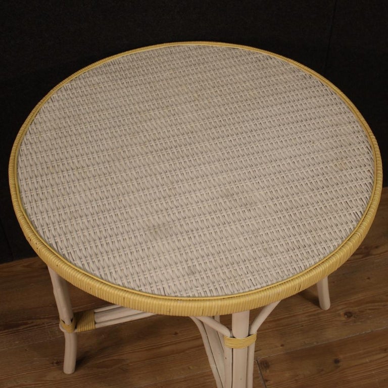 20th Century Wicker Italian Round Coffee Table, 1980 For Sale at 1stDibs