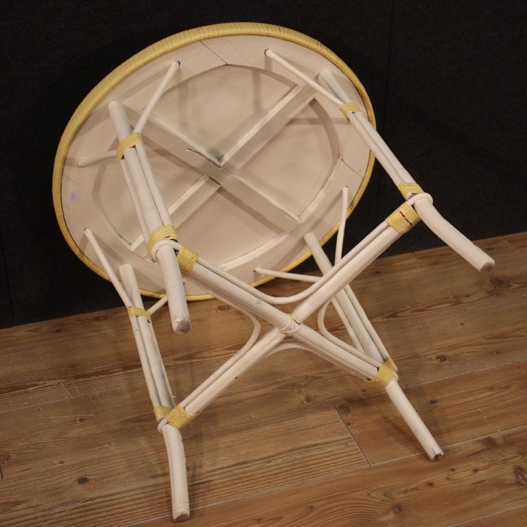 20th Century Wicker Italian Round Coffee Table, 1980 For Sale at 1stDibs