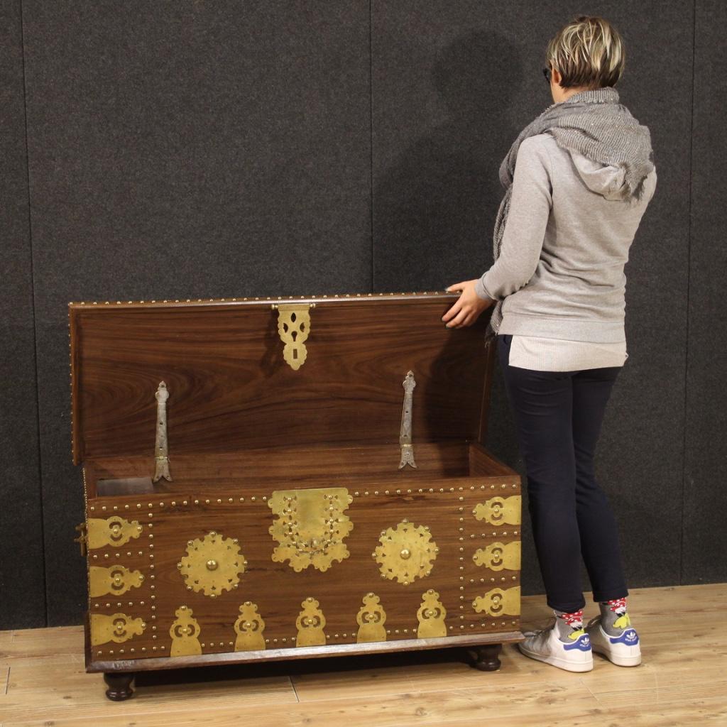 20th Century Wood and Gold Metal Indian Chest, 1980 For Sale at 1stDibs