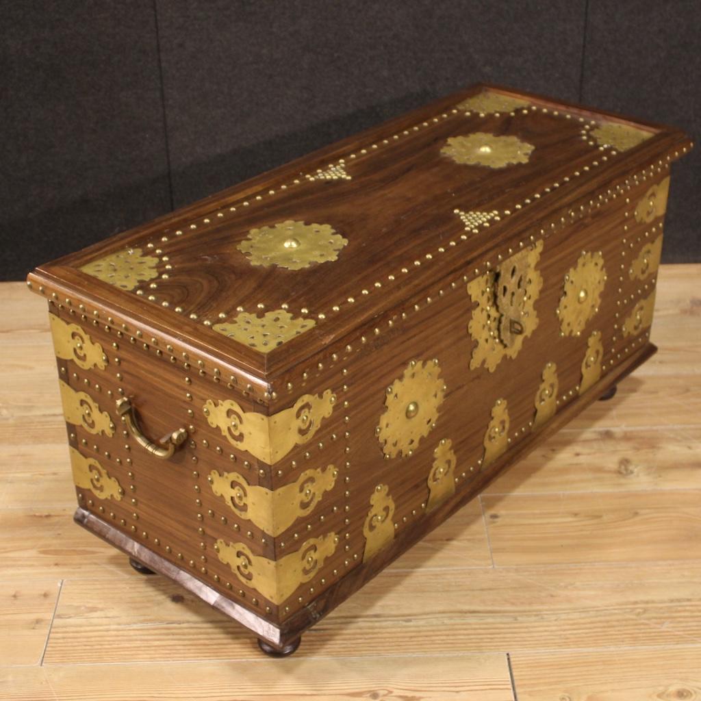 20th Century Wood and Gold Metal Indian Chest, 1980 For Sale at 1stDibs