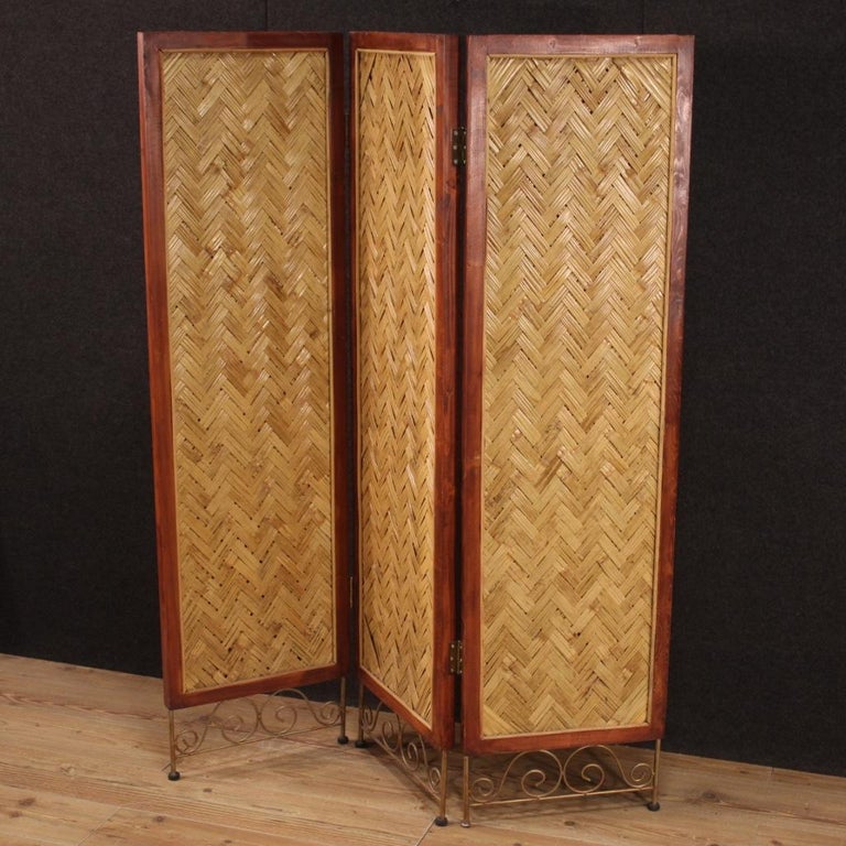 20th Century Wood and Iron French Design Screen, 1980 For Sale at 1stDibs
