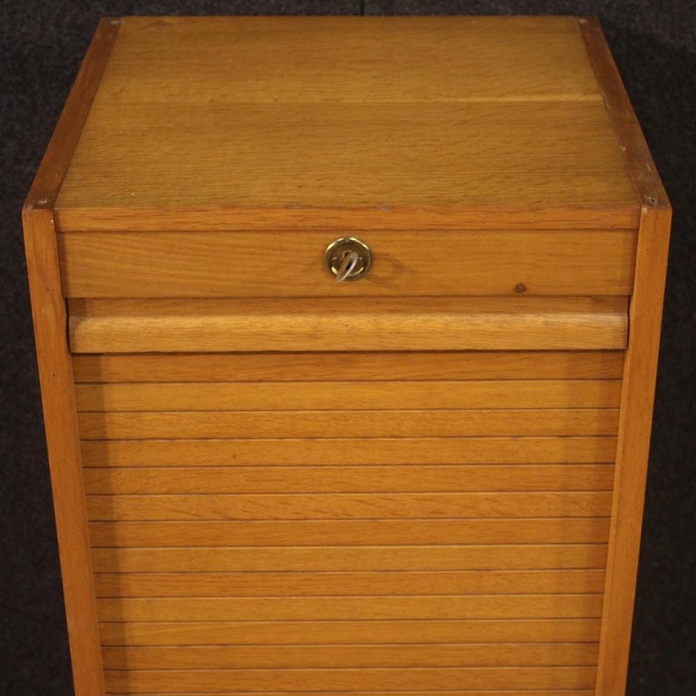 20th Century Wood French Roller Shutter Filing Cabinet, 1970 at 1stDibs