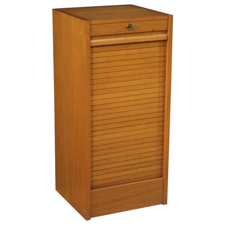 20th Century Wood French Roller Shutter Filing Cabinet, 1970 at 1stDibs