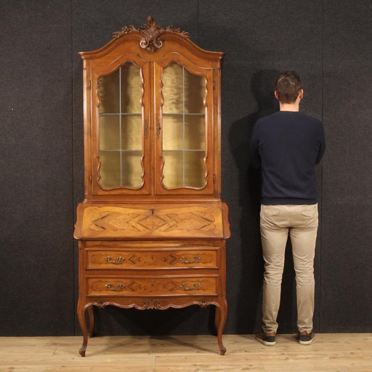 20th Century Wood Italian Double Body Trumeau Desk Vitrine, 1970 For ...