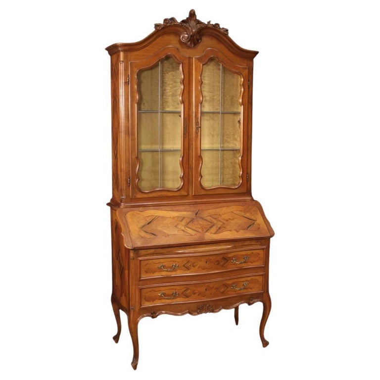 20th Century Wood Italian Double Body Trumeau Desk Vitrine, 1970 For ...