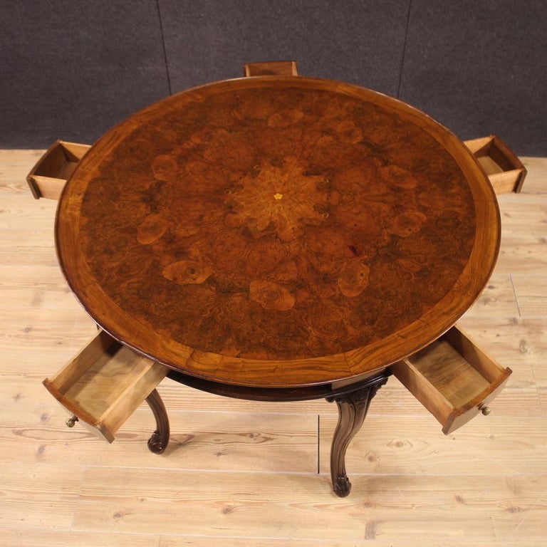 20th Century Wood Italian Round Game Table, 1950 For Sale at 1stDibs