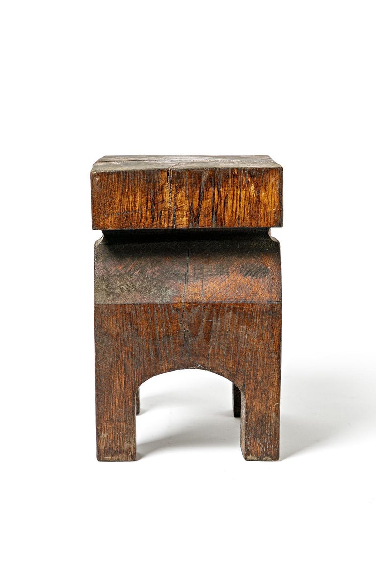 20th Century Wood Sculptural Stool Brown Free Forme Unique Piece, 1950 ...