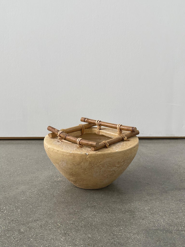 20th Century Wooden Handled Ceramic Centerpiece Bowl For Sale at 1stDibs