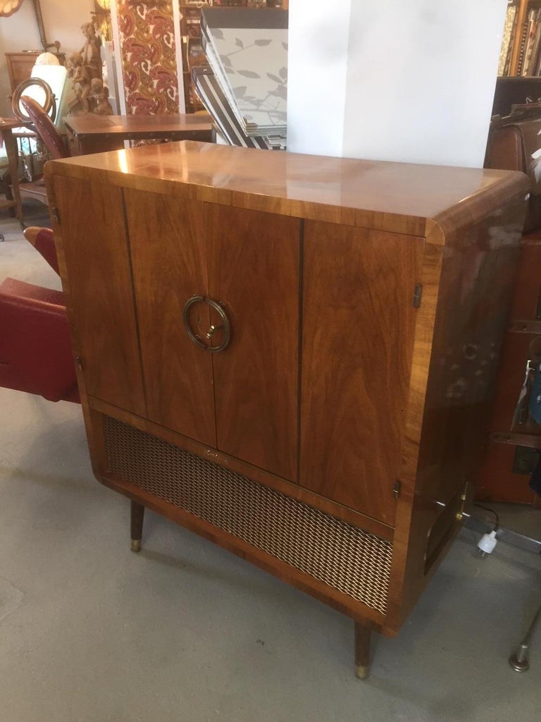 20th Century Working French Walnut Signed Radio and Vinyl Cabinet ...