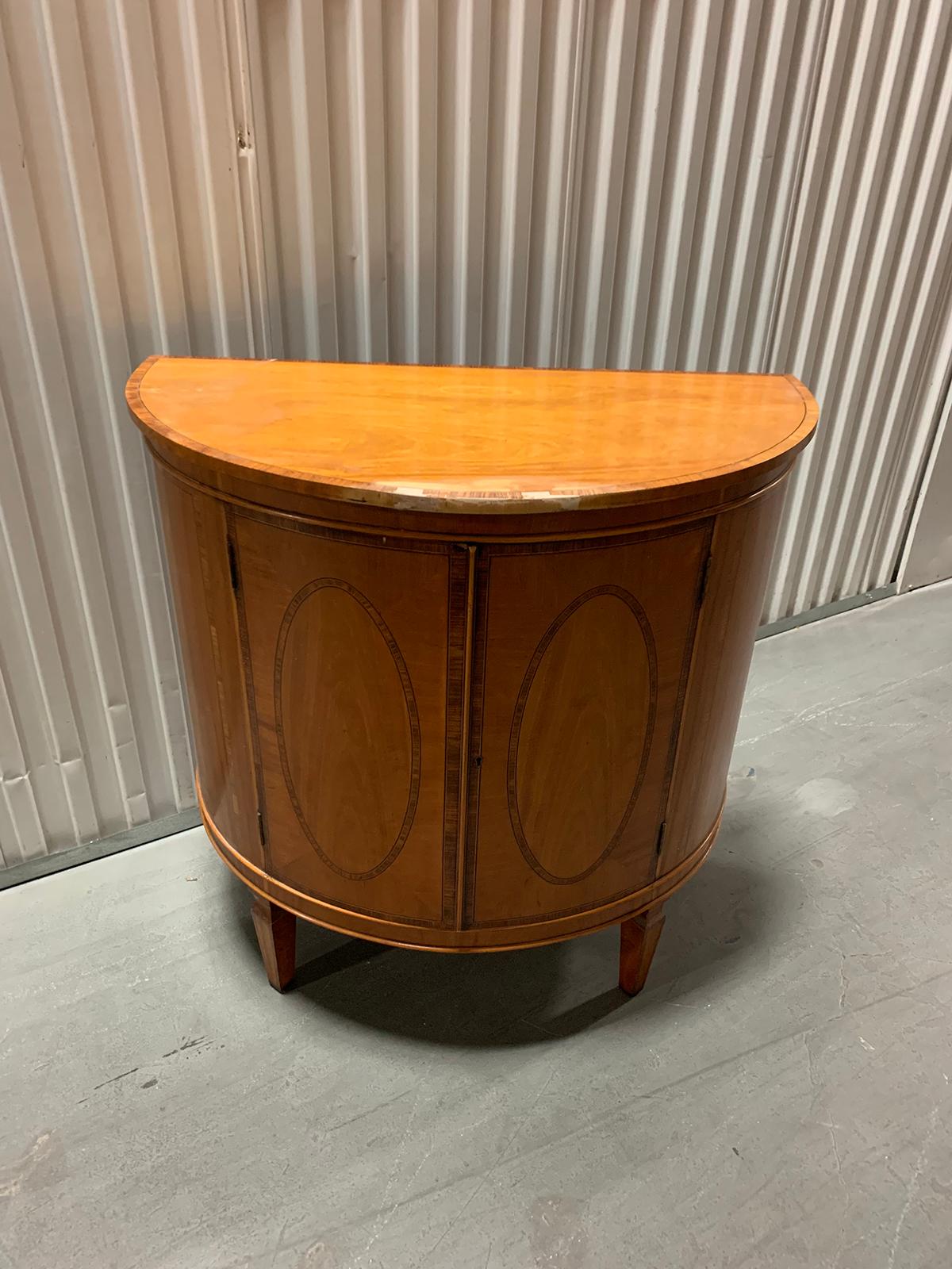 20th Century Yew Wood Demilune Cabinet with Banding Inlay For Sale at ...