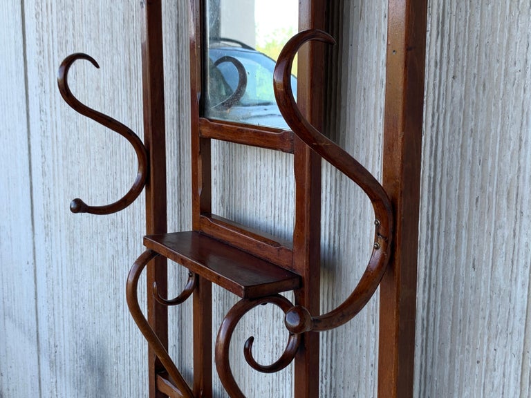 20th French Hall Tree with Mirror in the Thonet Style at 1stDibs