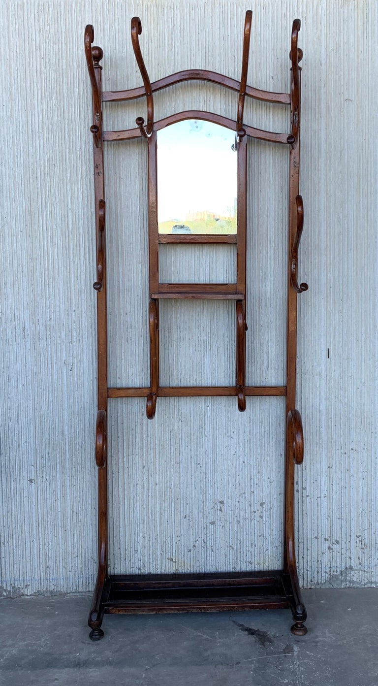20th French Hall Tree with Mirror in the Thonet Style at 1stDibs