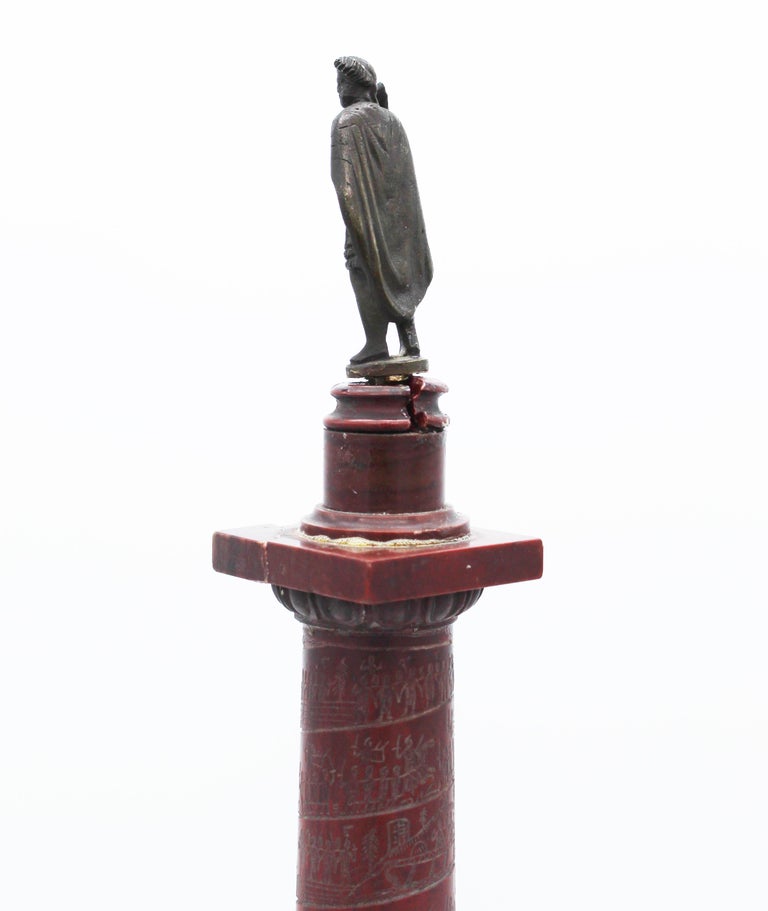 20th Century Grand Tour Red Marble Bronze Sculpture Column of Marcus ...