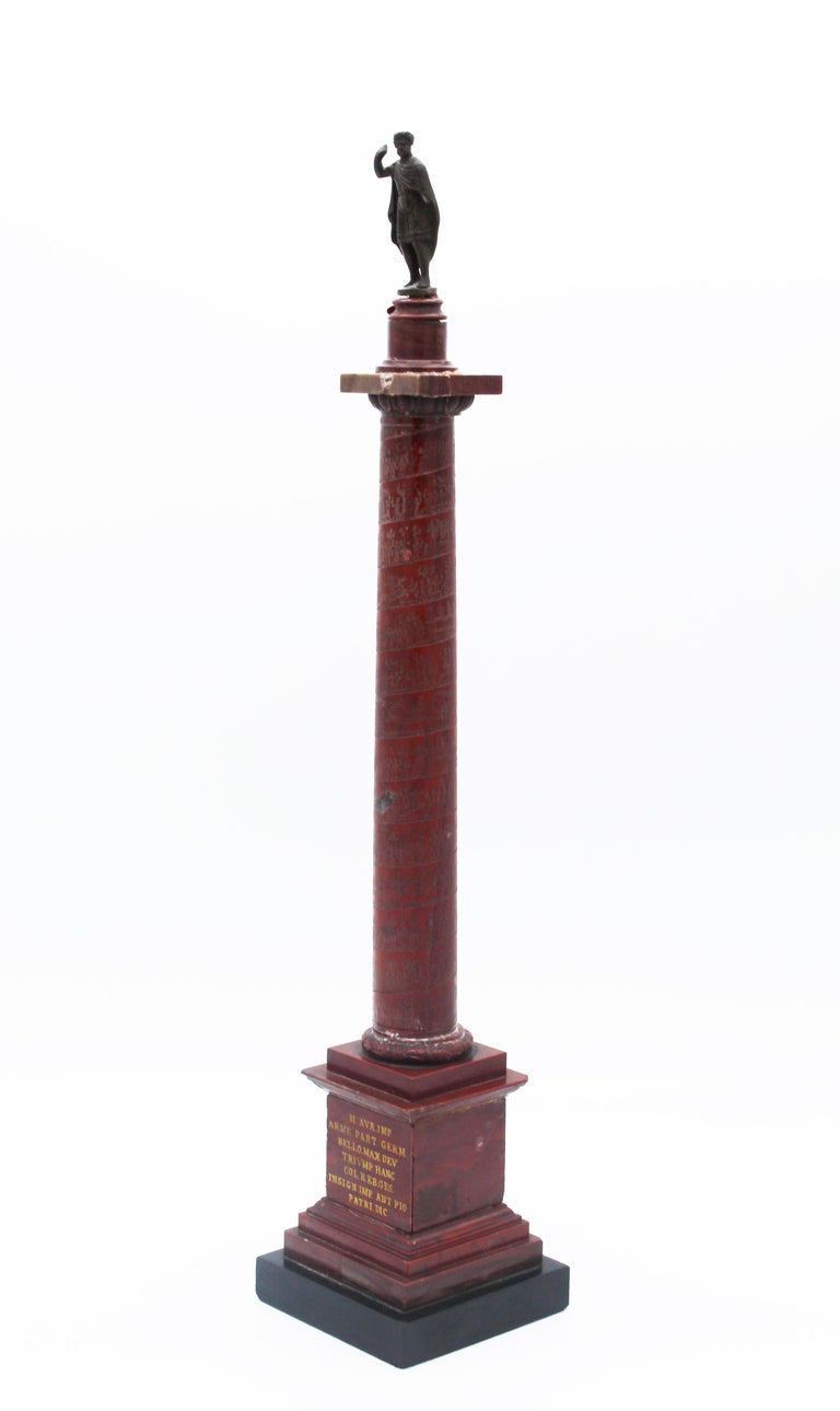 20th Century Grand Tour Red Marble Bronze Sculpture Column of Marcus ...