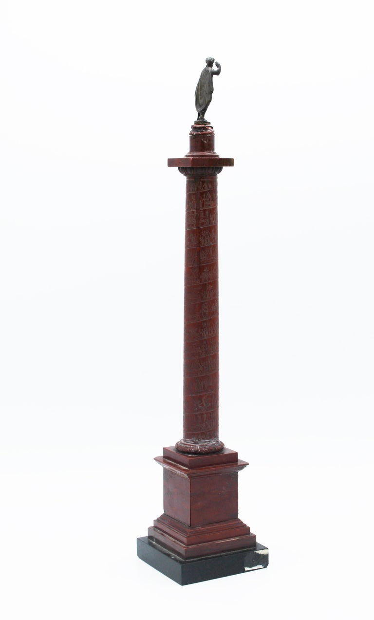 20th Century Grand Tour Red Marble Bronze Sculpture Column of Marcus ...