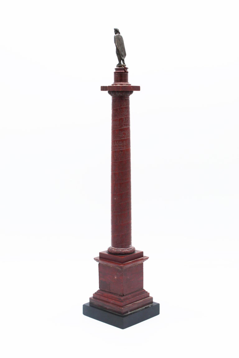 20th Century Grand Tour Red Marble Bronze Sculpture Column of Marcus ...