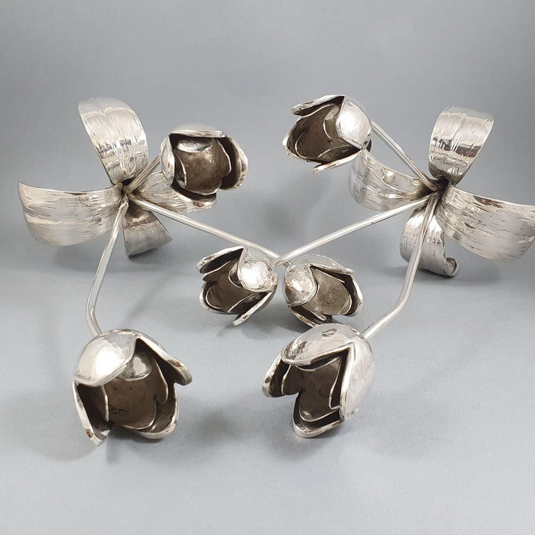 20th Italian Solid Silver Candlesticks by Arrigo Finzi For Sale at 1stDibs