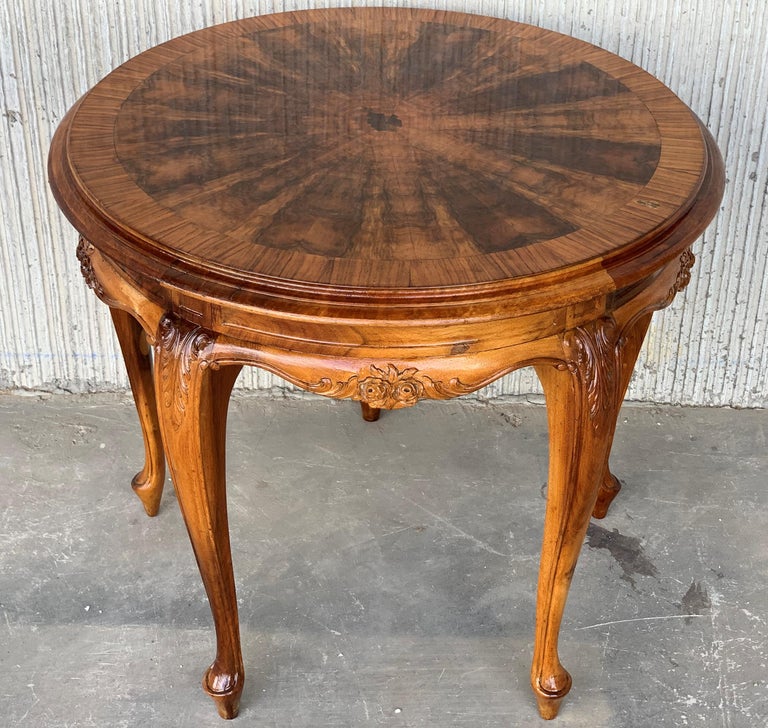 20th Century Mariano Garcia Spanish Round Side Table with Burl Top For ...