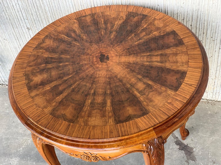 20th Century Mariano Garcia Spanish Round Side Table with Burl Top For ...