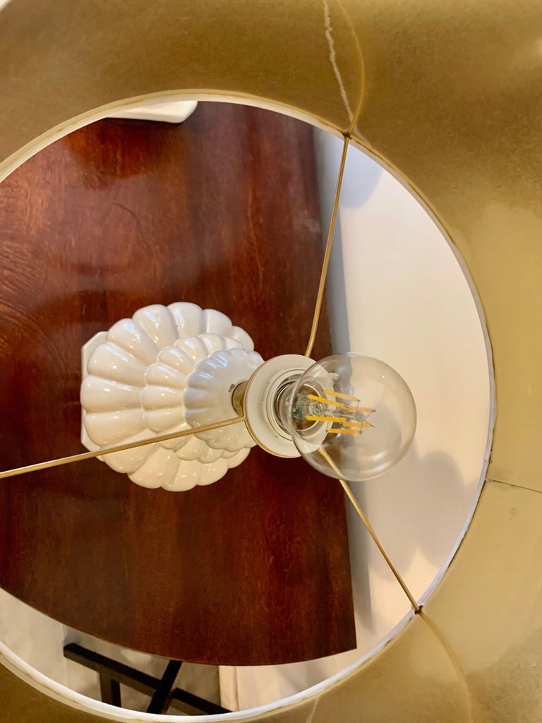 20th Midcentury Spanish Whithe Porcelain Table Lamps For Sale at 1stDibs
