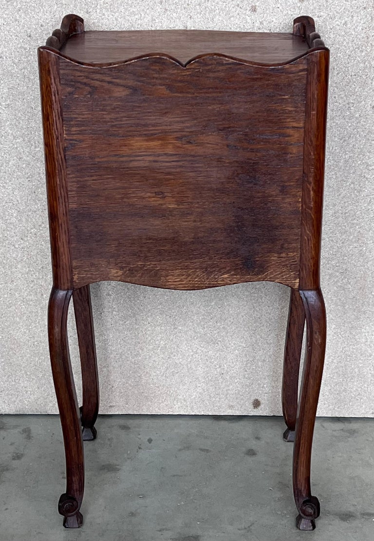 20th Pair of Dark Walnut Nightstands Tables with Drawer and Open Shelf ...