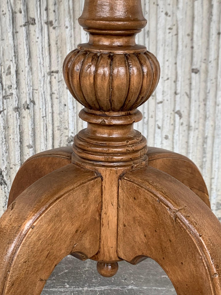 Pedestal Walnut Round Coffee or Side Table with Ornamental Carved Legs ...