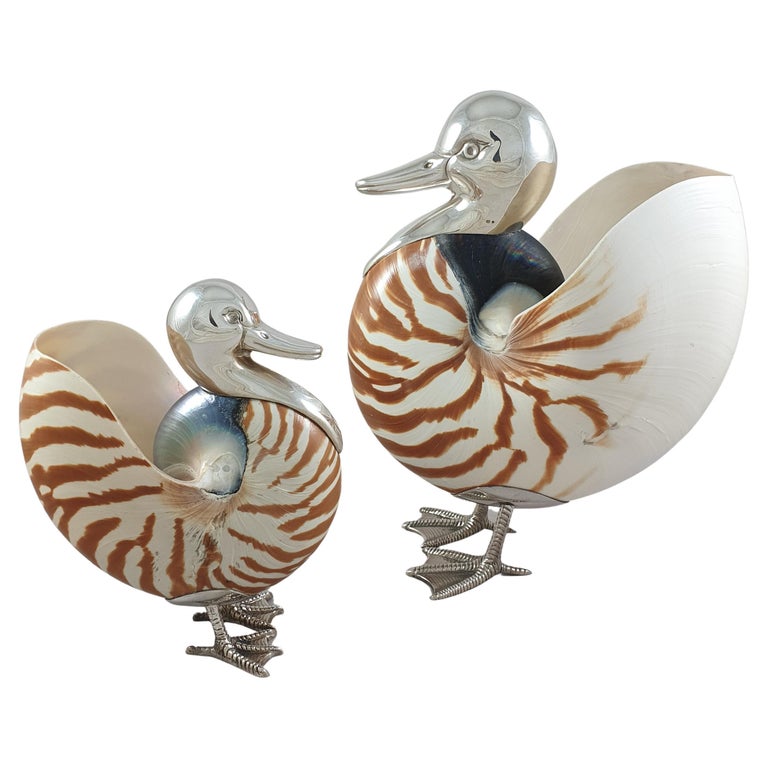 20th Sterling Silver and Shell Ducks Nautilus at 1stDibs