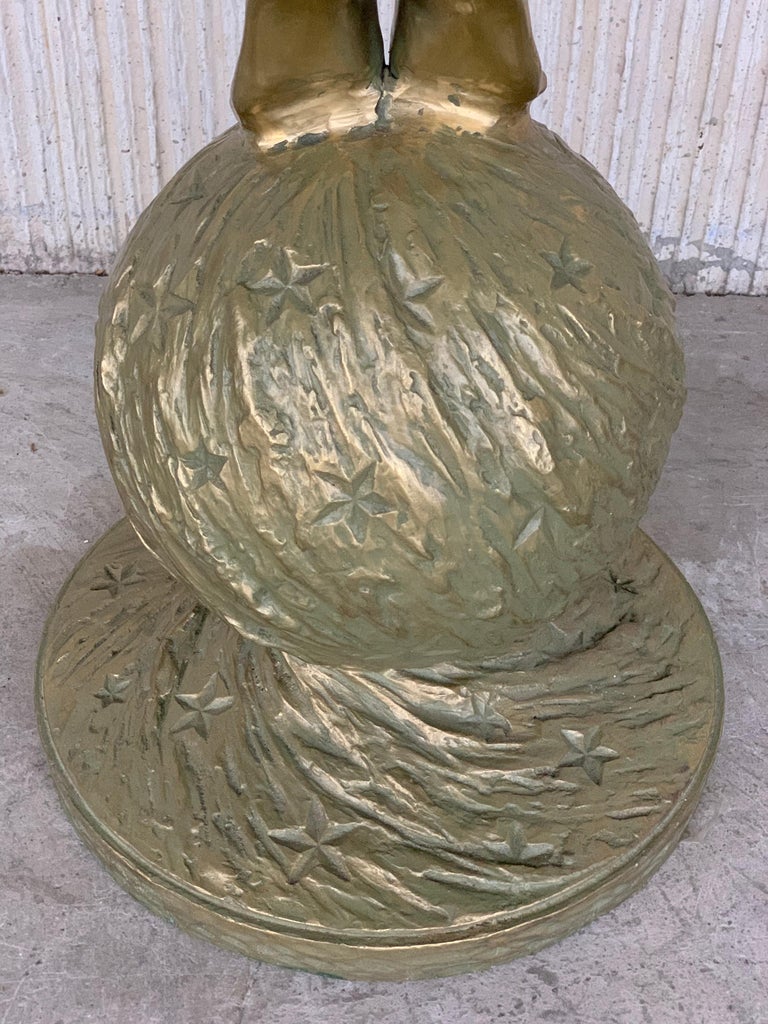 20th C. Vidal Grau ***77" Real Size Art Noveau Gilt Bronze WomanClock ...