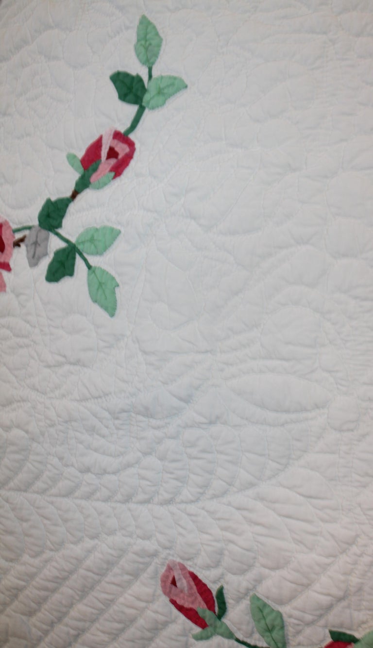20thc Applique Roses Quilt For Sale at 1stDibs