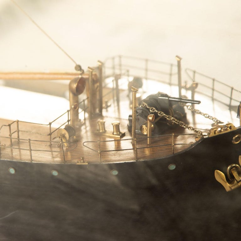 20thC Builder's Mirror-Back Half Model Of A Steamer Cargo Ship, England ...
