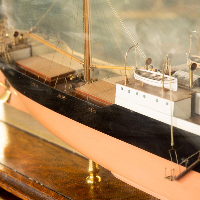 20thC Builder's Mirror-Back Half Model Of A Steamer Cargo Ship, England ...