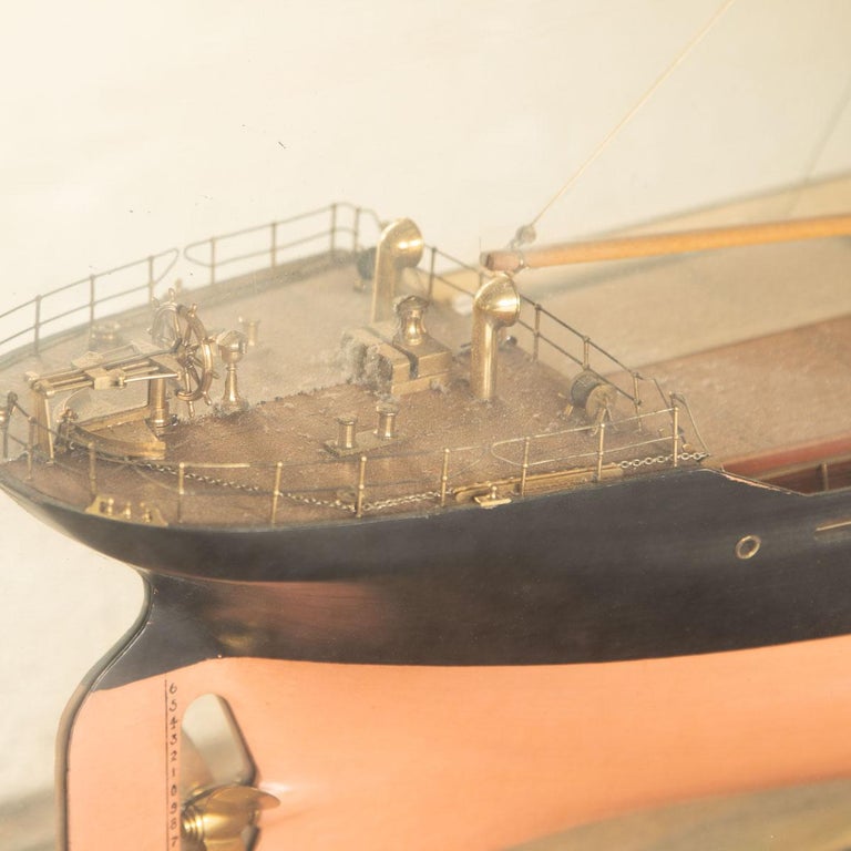 20thC Builder's Mirror-Back Half Model Of A Steamer Cargo Ship, England ...