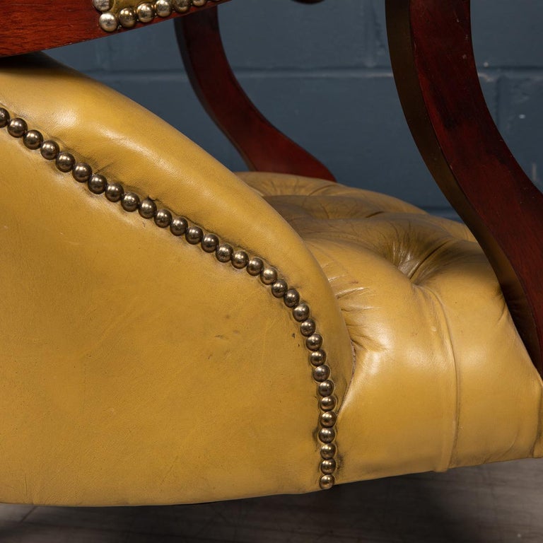 20thC English Sheepskin Leather "Hers" Library Armchair For Sale at 1stDibs