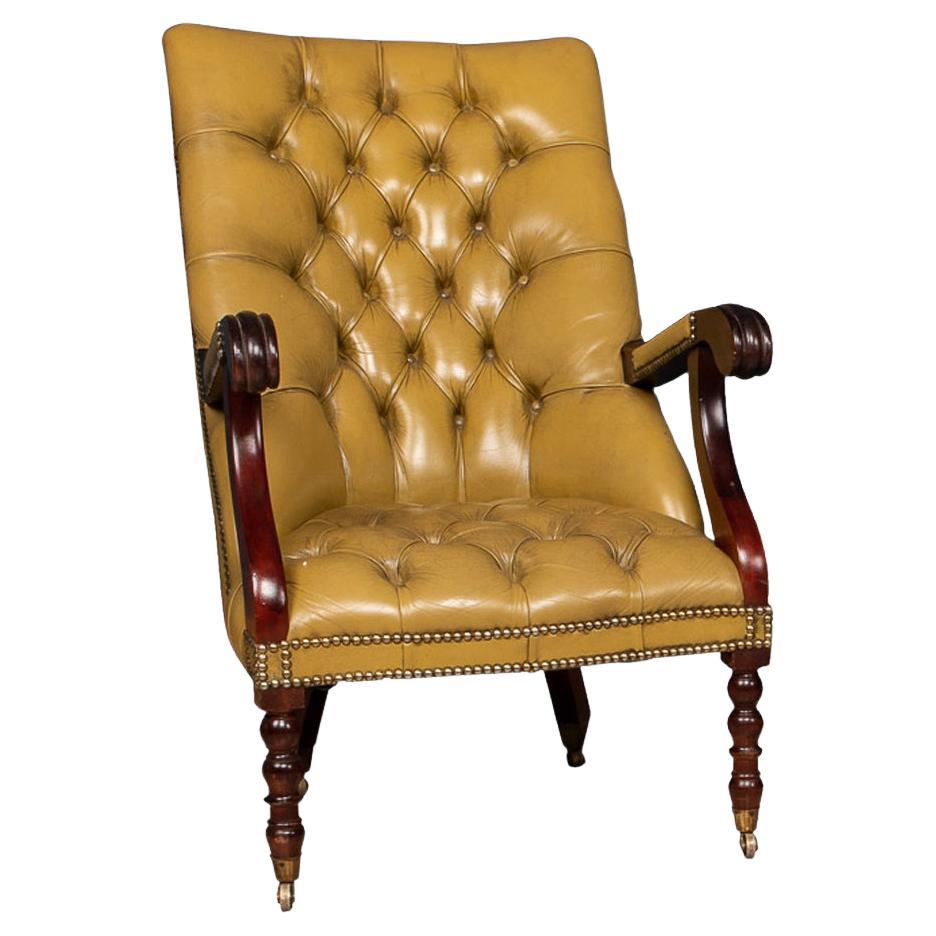 20thC English Sheepskin Leather "Hers" Library Armchair For Sale at 1stDibs