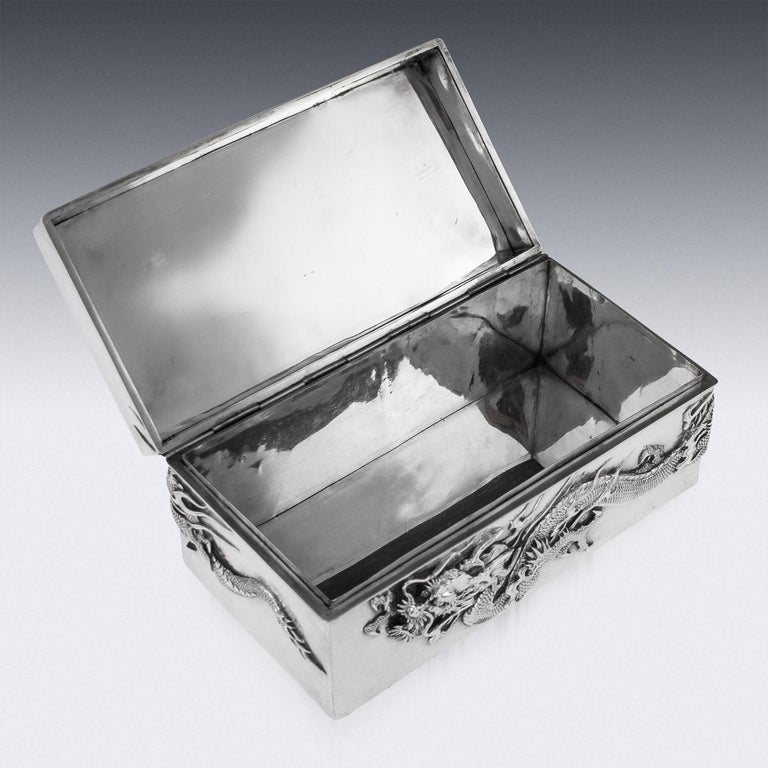 20thC Japanese Meiji Solid Silver Dragon Cigar Box c.1900 For Sale at ...